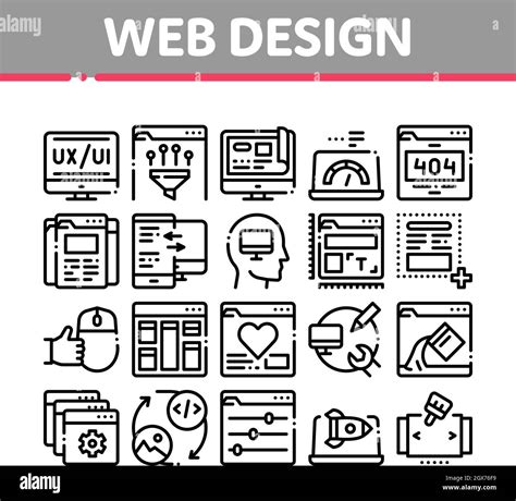 Web Design Development Collection Icons Set Vector Stock Vector Image And Art Alamy