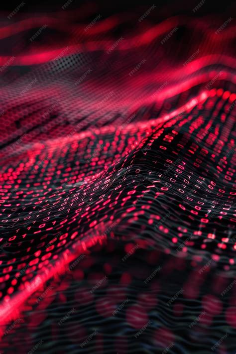 Premium Photo Abstract Red Binary Code Waves Representing Data