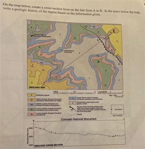 On The Map Below Create A Cross Section From On The Chegg Com