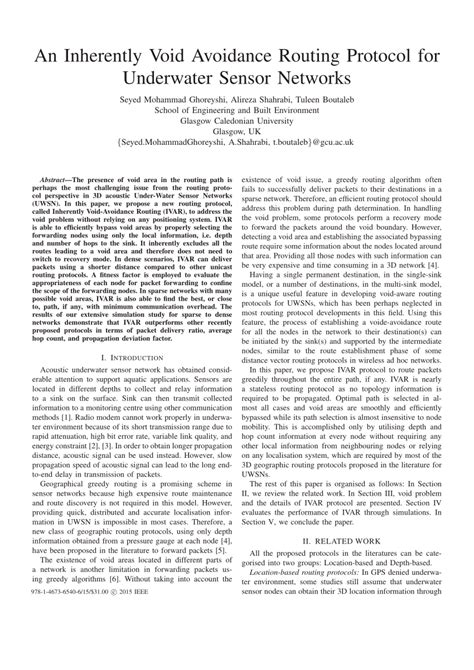 Pdf An Inherently Void Avoidance Routing Protocol For Underwater
