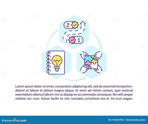 Problem Solving Strategy Concept Line Icons With Text Stock Vector