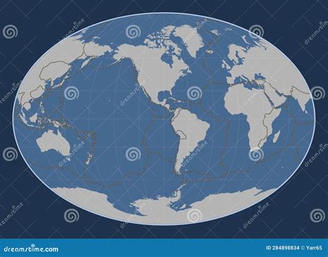 Tectonic Plate Boundaries On The World Contour Map 90 Pm Fah Stock