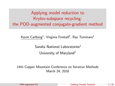 Pdf Applying Model Reduction To Krylov Subspace Recycling The Pod