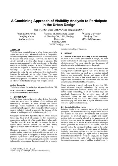 Pdf A Combining Approach Of Visibility Analysis To Participate In The Urban Design