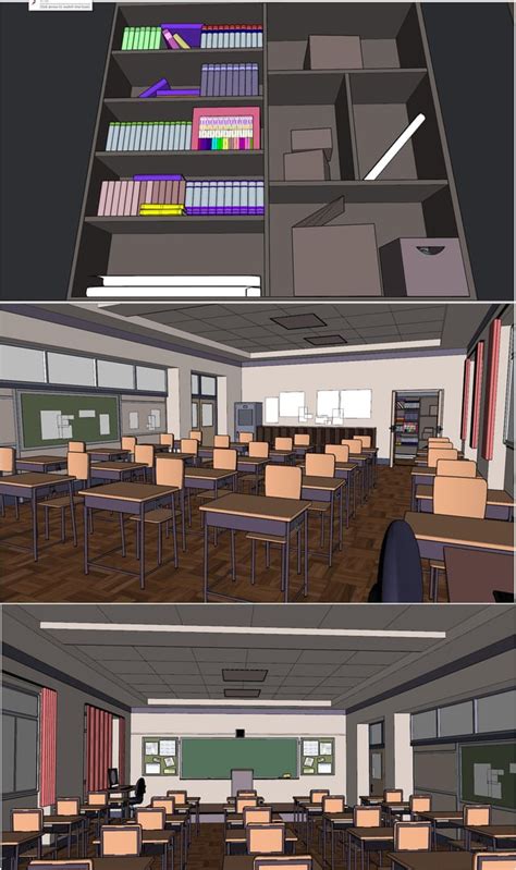 Ive Been Working On Modeling The School In Sketchup Heres The Clubroom So Far R Ddlc