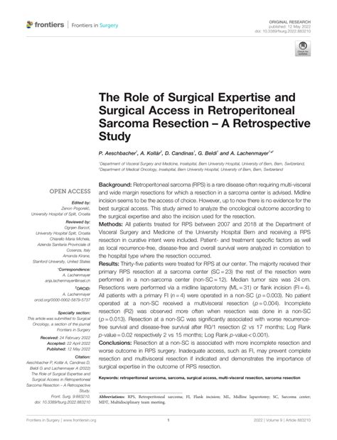 Pdf The Role Of Surgical Expertise And Surgical Access In