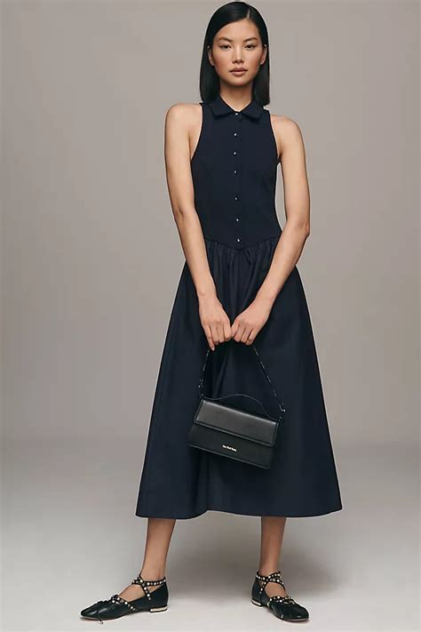 Maeve Sleeveless Collared Drop Waist Midi Dress Anthropologie