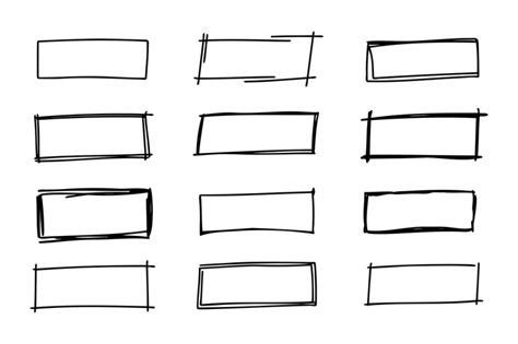 Hand Drawn Doodle Vector Rectangle Frames Grungy Scribble Rectangle