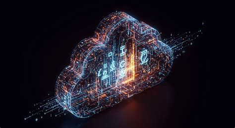 Cloud Computing Concept With Data Flowing Visualization Stock