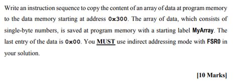 Solved Write An Instruction Sequence To Copy The Content Of