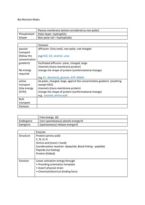 Bio Revision Notes Summary Warning Tt Undefined Function 32