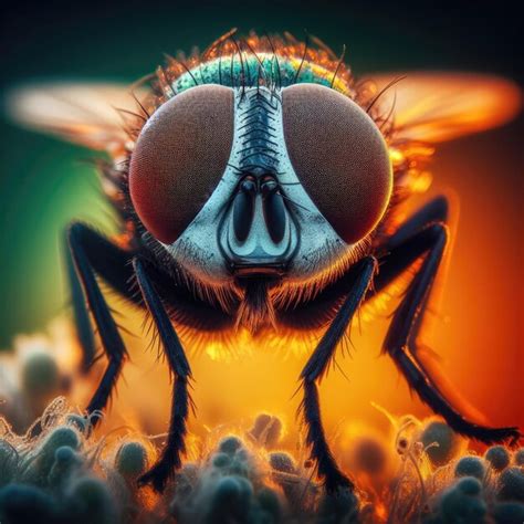 Premium Ai Image Fly On A Leaf Macro Insect Background