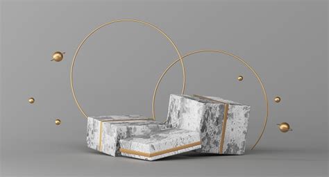 제품 프리젠 테이션을위한 최소한의 화장품 배경 연단 돌은 화장품 병을위한 황금 요소와 제품을 전시하기위한 플랫폼으로 선보입니다 3d 렌더링 그림 0명에 대한 스톡 사진 및