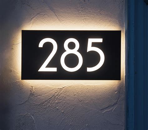 Modern Acrylic House Number Sign With Led Light Customizable Stainless
