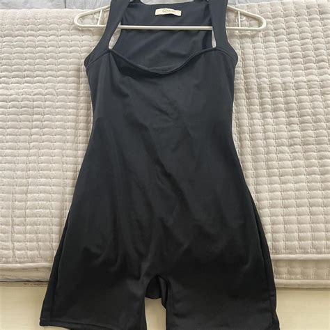 U Neck Black Workout Romper Cute Instyle Workout Depop