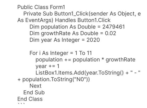 Solved Public Class Form1 Private Sub Button1clicksender