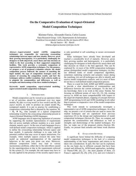 Pdf On The Comparative Evaluation Of Aspect Oriented Model Composition Techniques