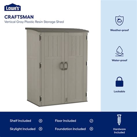 Craftsman 5 Ft X 2 Ft Vertical Gray Plastic Resin Storage Shed In The