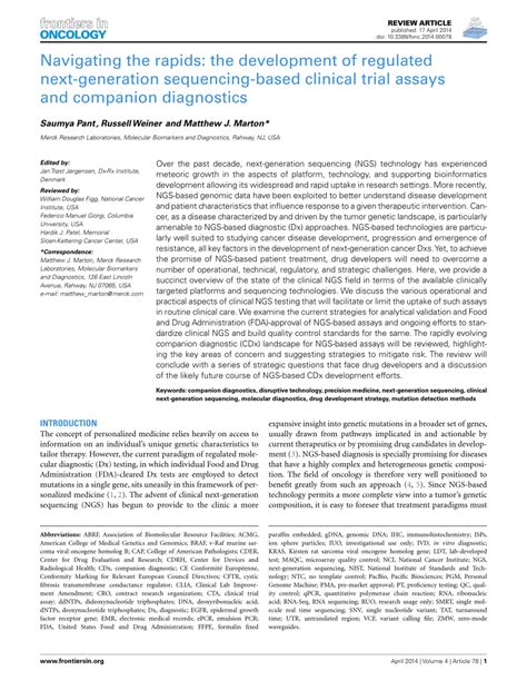 Pdf Navigating The Rapids The Development Of Regulated Next Generation Sequencing Based