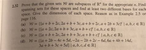 Solved Prove That The Given Sets W Are Subspaces Of R Chegg