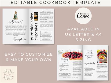 Cookbook Template Canva Cookbook Template Digital Cookbook Template Recipe Book Template