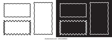 Set Rectangle Frames Wavy Edges Rectangular Stock Vector Royalty Free