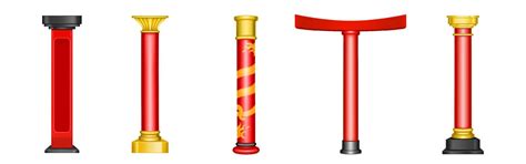 Chinese Red Pillars With Dragons 14779246 Vector Art At Vecteezy