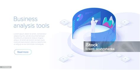 비즈니스 투자 아이소메트릭 벡터 일러스트레이션 회사 마케팅 솔루션 또는 재무 성과에 대한 데이터 분석 예산 회계 또는 통계 개념