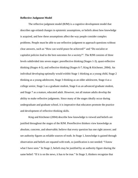 Pdf Reflective Judgment Model