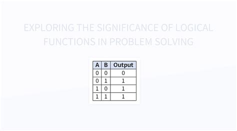 Exploring The Significance Of Logical Functions In Problem Solving
