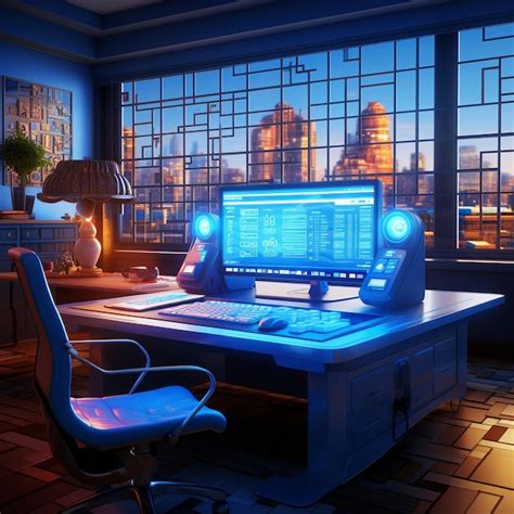 premium photo a computer in a office3d