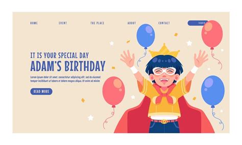 생일 축하 방문 페이지 무료 벡터