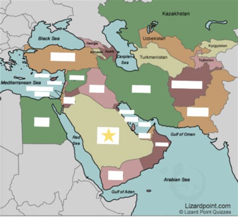 Middle East Geography Quiz Map Flashcards For Social Studies