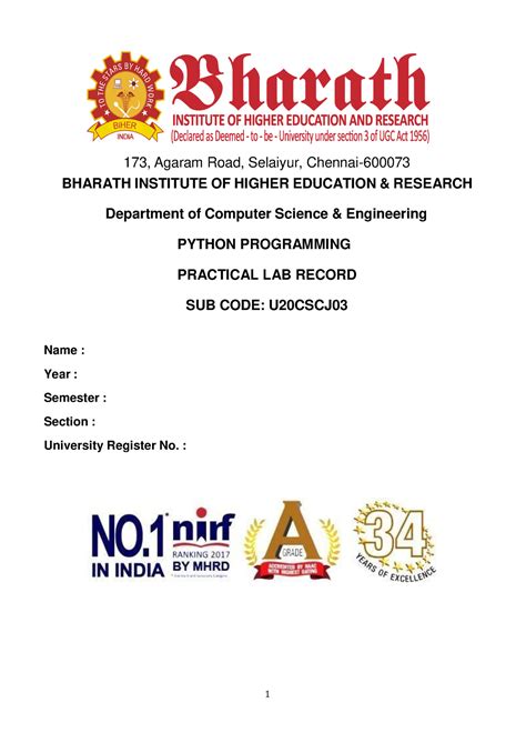 Python 173 Agaram Road Selaiyur Chennai 600073 Bharath Institute