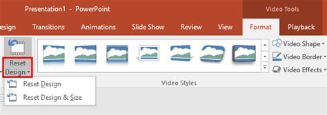 Videos In PowerPoint Basics Reset Options For Videos In PowerPoint Presentations Glossary