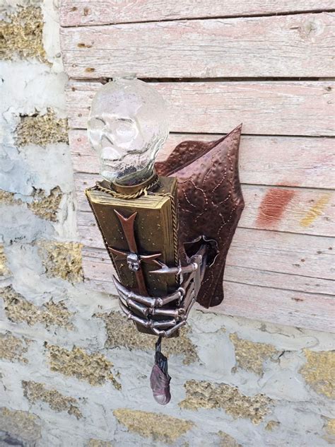 Creepy Lamp Wall Sconce Skull Sconce Horror Light Scary Etsy Uk