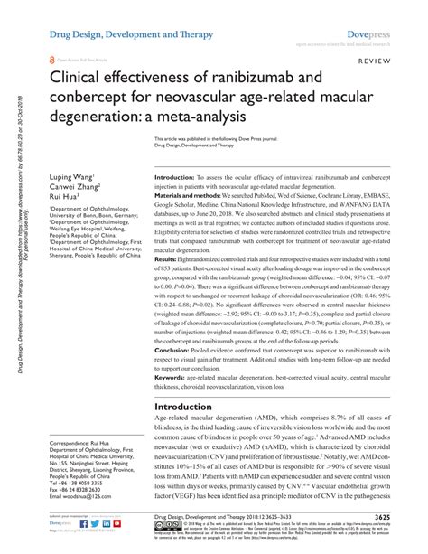 Pdf Clinical Effectiveness Of Ranibizumab And Conbercept For Neovascular Age Related Macular