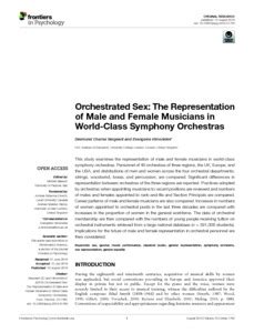 Orchestrated Sex The Representation Of Male And Female Musicians In World Class Symphony