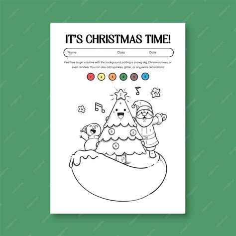 크리스마스 워크시트 템플릿 무료 벡터