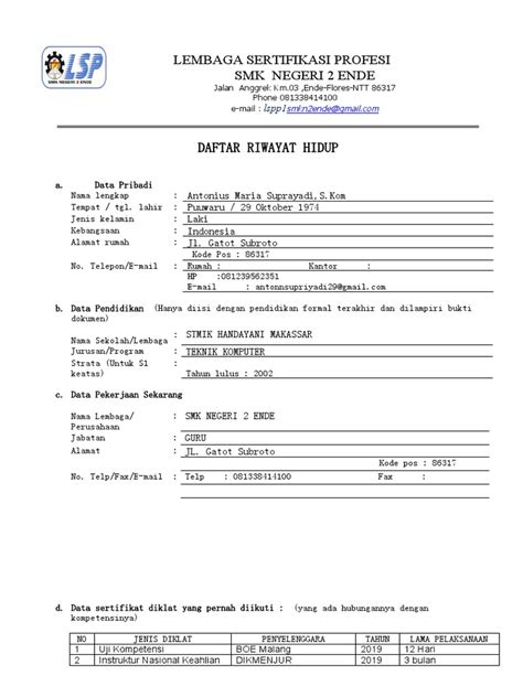 Profil Antonius Suprayadi Skom Pdf