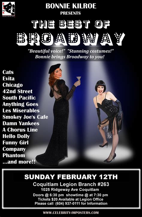 Bonnie Kilroe The Best Of Broadway Sunday February 12th Coquitlam