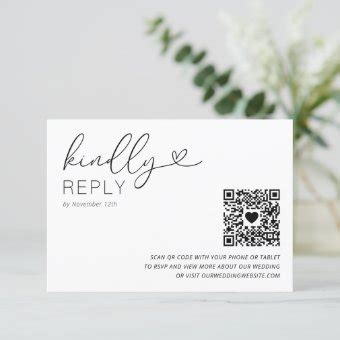 Modern QR Code Wedding RSVP Card Zazzle
