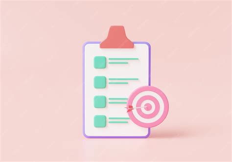 Premium Photo 3d Clipboard With Checklist And Target Assignment Target Icon Project