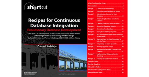 Recipes For Continuous Database Integration Evolutionary Database Development Book