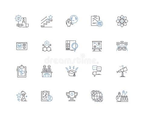 Instructional Center Line Icons Collection Tutoring Learning Education Coaching Guidance