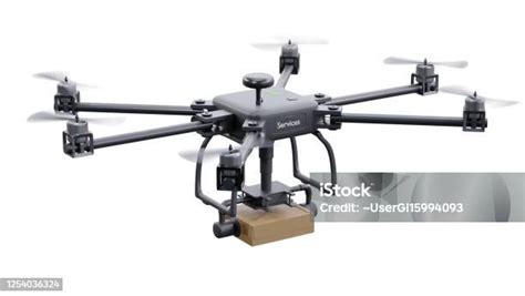 흰색 배경에 고립 된 갈색 포스트 패키지와 Uav 무인 항공기 배달 서비스 클리핑 부품 3d 렌더링 3차원 형태에 대한 스톡