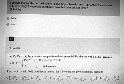 SOLVED Suppose That For The Two Estimators T And T You Have E TL E I Then The T ATl