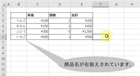 セルの内容を右に揃える｜excel Tips Excel・word：初心者向けマニュアル100本