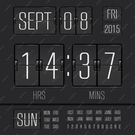 Premium Vector Analog Black Scoreboard Digital Week Timer