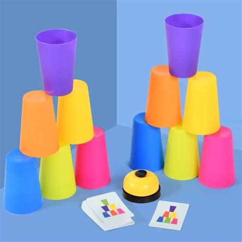 Torre De Vasos Con Campana Y Cartas Juego Divertido Para Niños Y